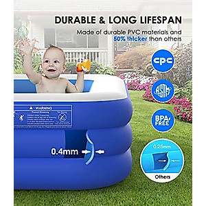 Inflatable Swimming Pool-for Kids & Adults, STATABSTA 120''x72''x22'' Above Ground Pool with Electric Air Pump Full-Sized Family Blow Up Kiddie Pool for Backyard, Garden Backyard Water Party