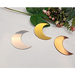 XIAOYUE 20pcs of Acrylic Moon Place Card,Celestial Wedding Place Cards ,Semi-Circle Place Names Blanks for Wedding ,Party&Festival Deco (Gold Mirror)