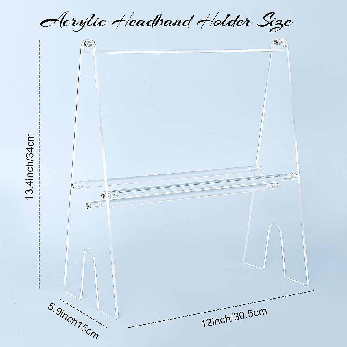 AOFLLU Headband Holder Headband Organizer, Acrylic Headband Holder Organizer, 2-Tier Clear Headband Display Stand, Headband Storage Rack for Girls and Women 13.4in Height