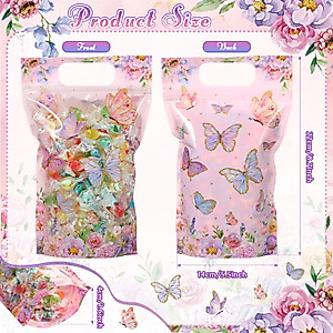 Windyun 50 Pcs Butterfly Zip Lock Bags Stand up Butterfly Theme Pouch Bags Resealable Butterfly Sealing Gift Bags with Transparent Window and Handles for Butterfly Theme Birthday Party Supplies Decor