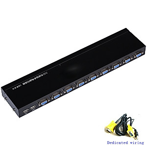 RIJER 8 Port Smart KVM Switch Manual Key Press VGA USB Remote Extension Switcher Console with Original Cable 801UK-L