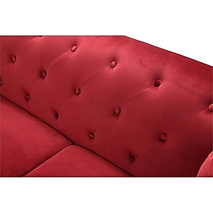 Glory Furniture Pompano Velvet Sofa in Burgundy