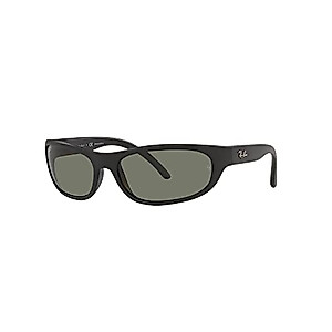 Ray-Ban Men's RB4033 Predator Rectangular Sunglasses, Matte Black/Polarized Green, 60 mm