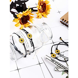 Hicarer 10 Pieces Sunflower Bracelets Handmade Boho Friendship Bracelets Adjustable Braided Rope Cute for Women Teen(Black)