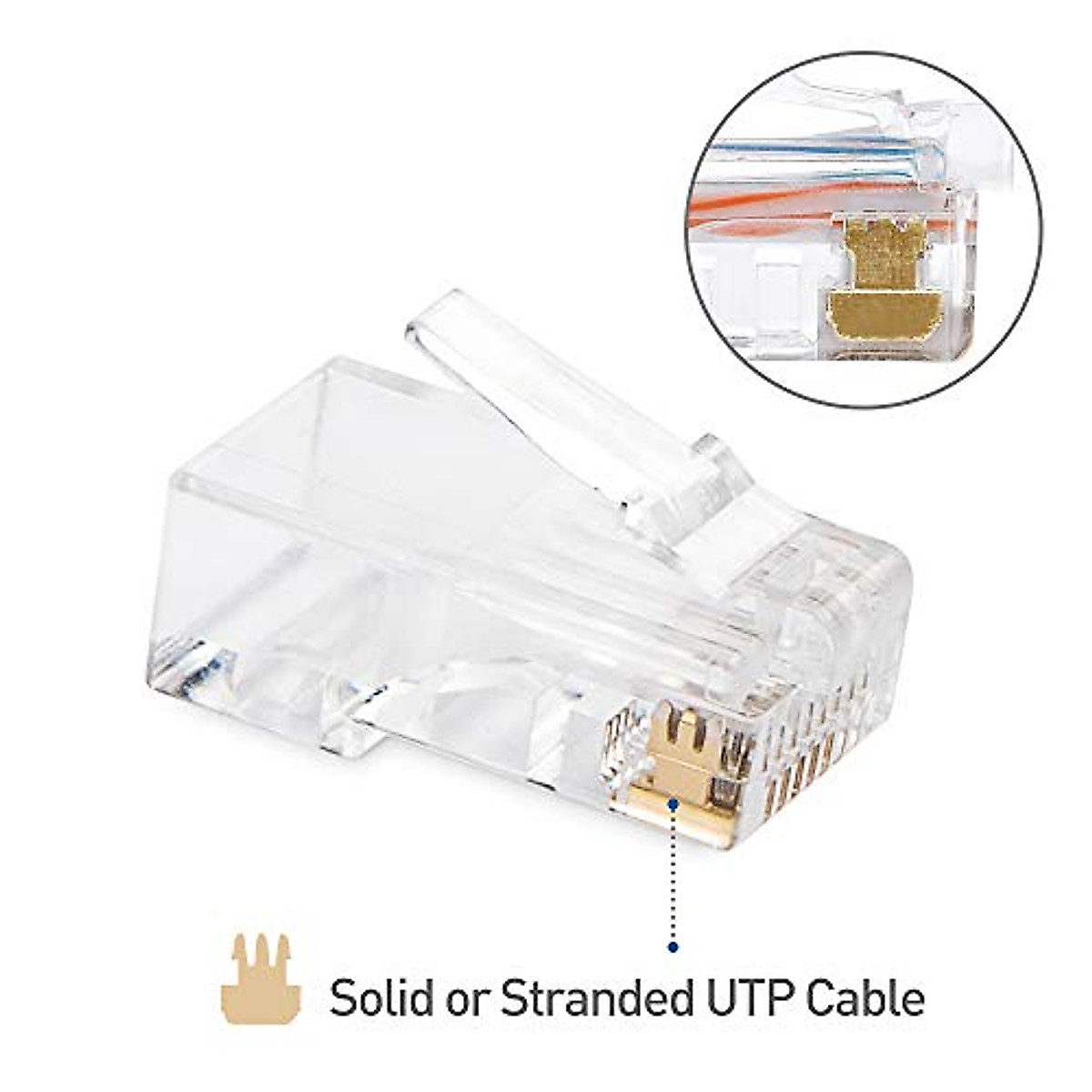 Cable Matters 100 Pack Cat 6 / Cat6 RJ45 Modular Plugs for Solid or Stranded UTP Cable / RJ45 Plugs