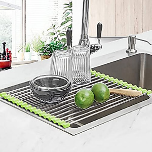 Seropy Roll Up Dish Drying Rack Over The Sink Drying Rack for Kitchen Counter, Rolling Dish Rack Over Sink Mat and Collapsible Dish Drying Rack Portable Dish Drainers for Kitchen Counter