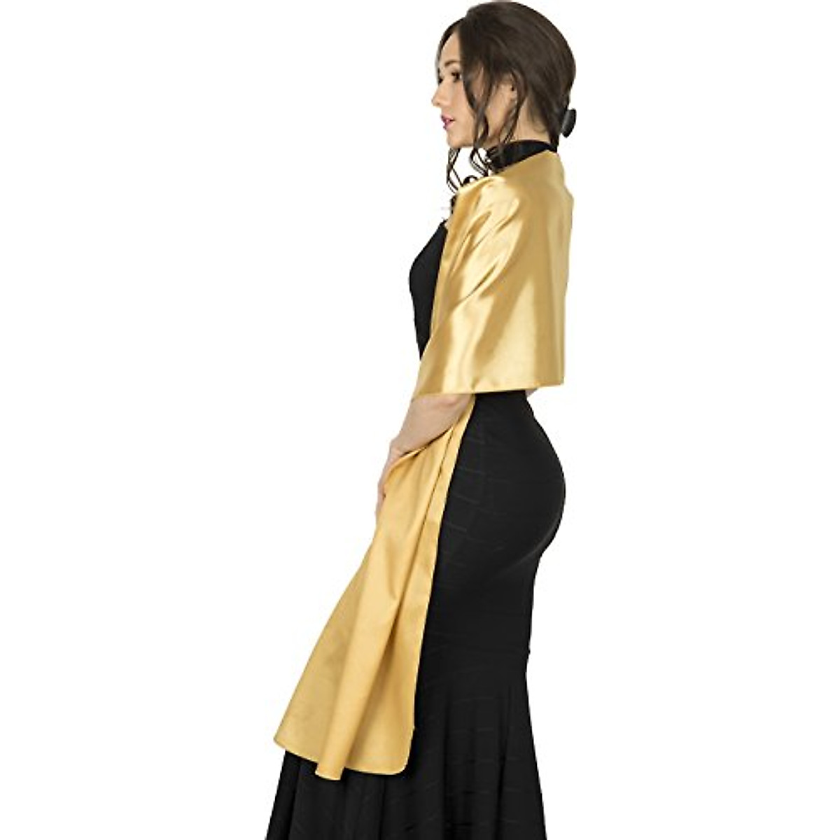 BlackButterfly Satin Shawl Bridesmaid Wedding Wrap Scarf (Gold)