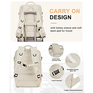 winspansy Carry on Backpack,Travel Backpack for Women Men Airline Approved Personal Item Size Hiking Gym Backpack Weekender Casual Daypack Backpack Bag with Shoe Compartment, Taro Purple