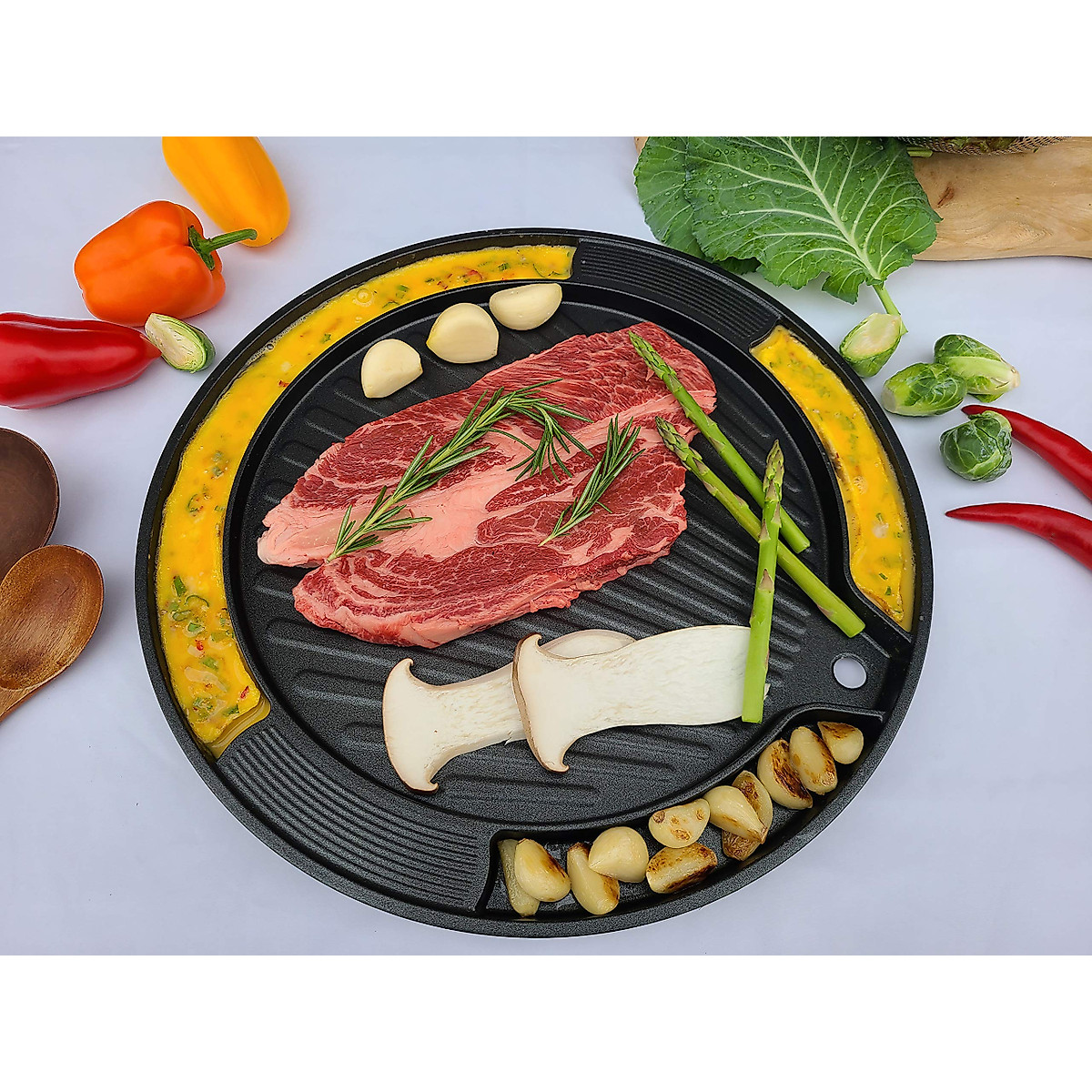 UPIT Korean BBQ Egg Grill Pan, Even Heating and Easy to Clean, Perfect for Pork Belly