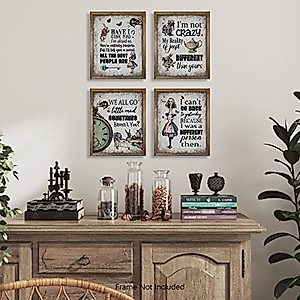 Alice in Wonderland Wall Art Decor - Alice Inspirational Saying Quotes Poster Prints Room Decor, Motivational Wall Art for Alice Fans, Self Affirmation Gift for Women Teen Girl Cheshire Cat Mad Hatter
