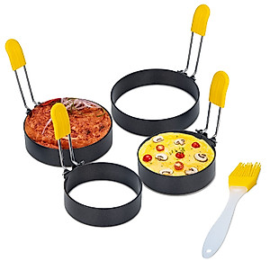 Egg Rings Egg Molds for Frying Egg Circles for Frying Eggs Round Egg Cooker Ring Stainless Steel Egg Shaper Cooking Tool for Frying Egg Sandwich Mold (4)