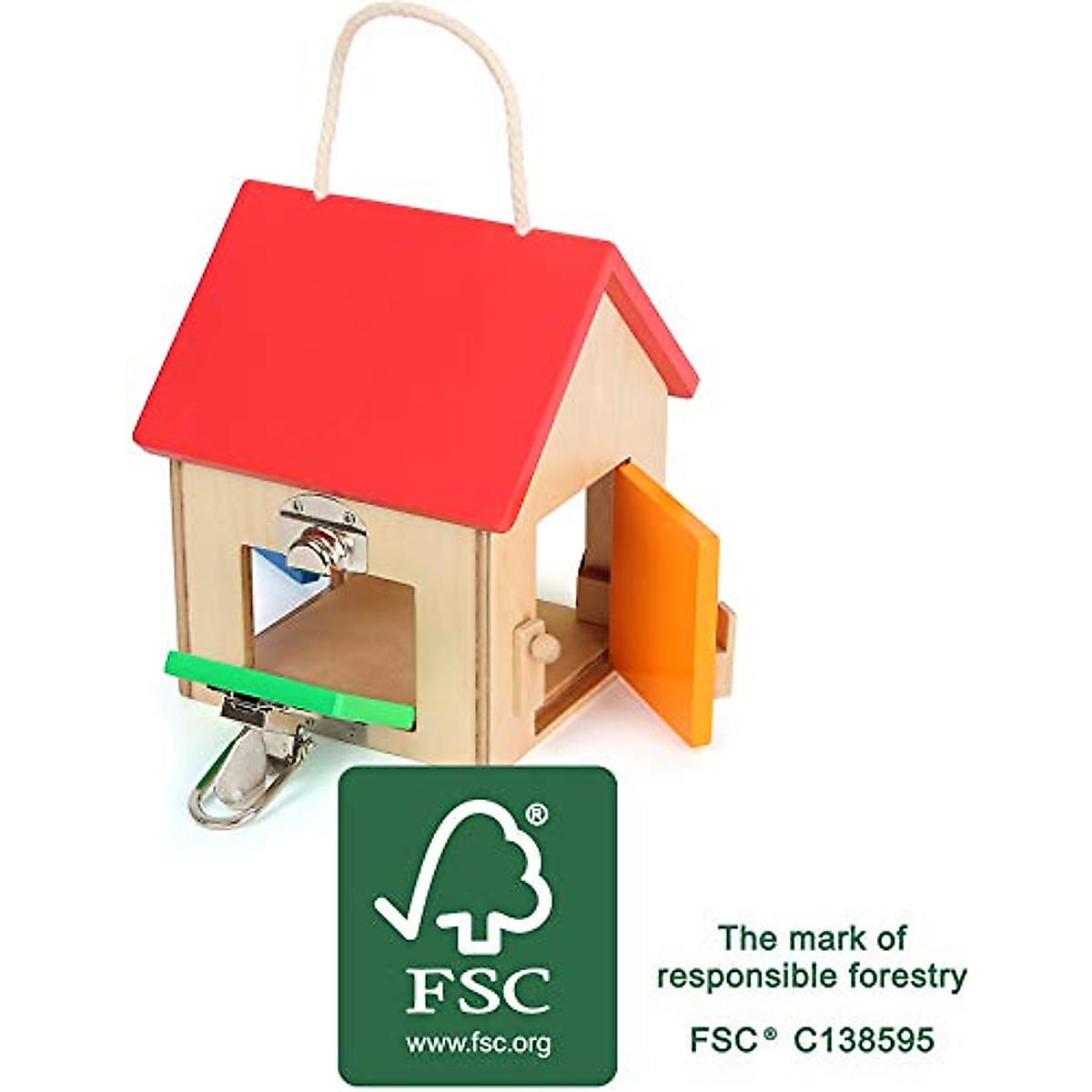 Small Foot Wooden Toys Compact House of Locks playset Designed for Children 3+, Multi