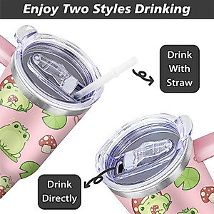 wxmbdzq 40 oz Frog Tumbler with Handle and Straw Lid,Leak Proof Travel Stainless Insulated Tumbler,Cup Holder Friendly,Perfect for Outdoor Travel Car and Sports
