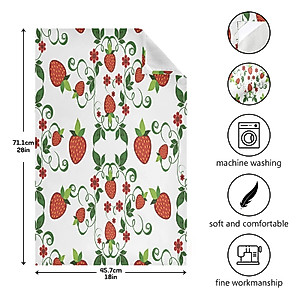 ALAZA Strawberry Decorative Kitchen Dish Towels 1 Piece,Soft and Absorbent Kitchen Hand Towels Home Cleaning Towels Dishcloths,18 x 28 Inch