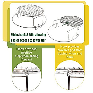 KAMaster 3 Tier 5 Piece EGGspander Replacement Kit for Large Big Green Egg,Stainless Steel Grill Stack Rack with Removable Cooking System,BBQ Grill Basket Grill Expander Rack Ultimate Set Fit L BGE