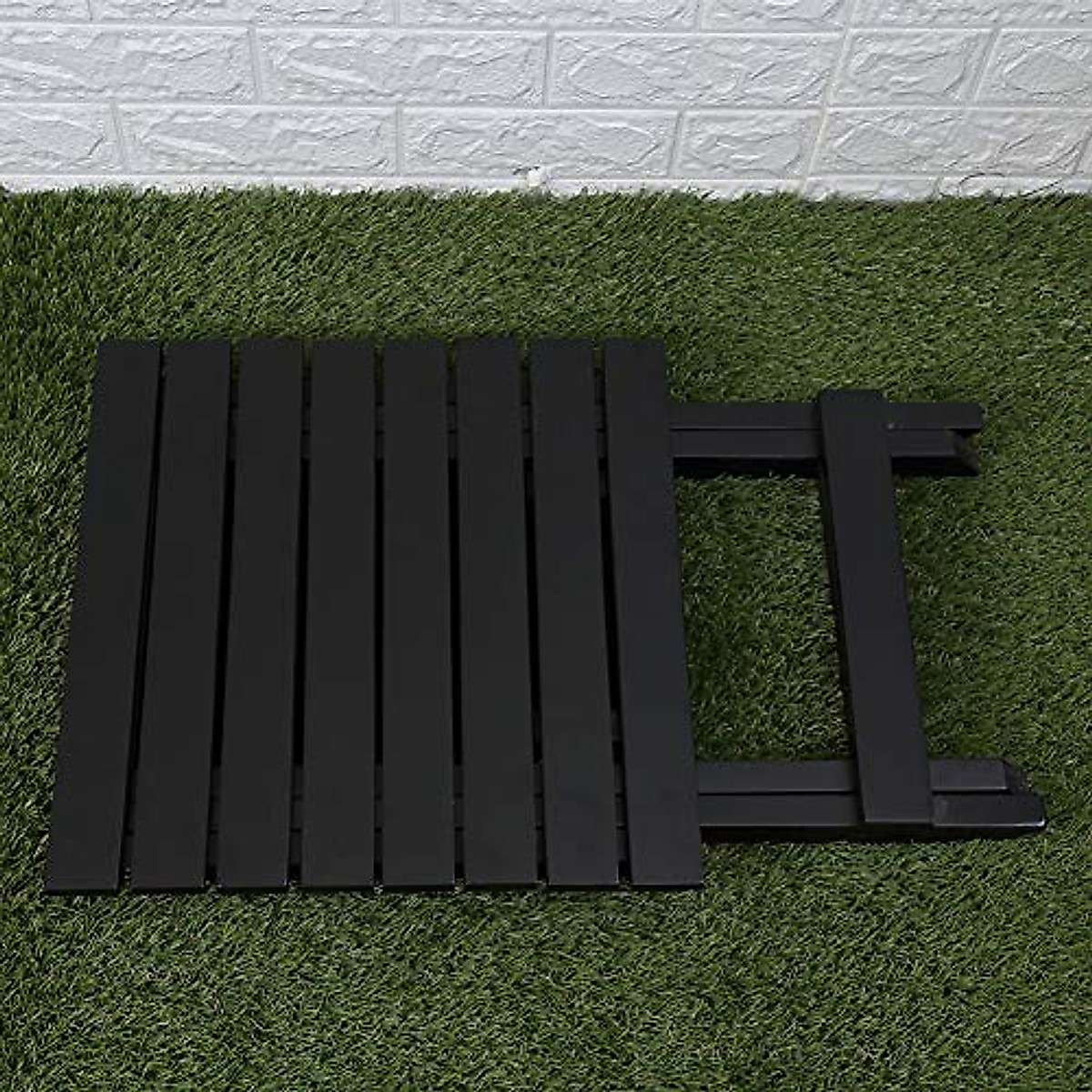 B&Z KD-40B Small Side Table Wood Square Portable Folding Plant Stand, End Table 18'' Tall (Black)