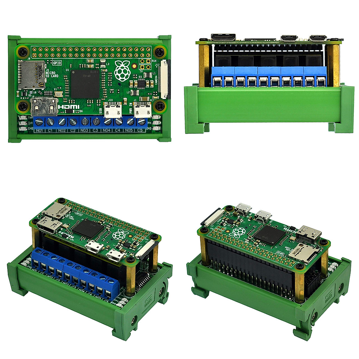 DIN Rail Mount 5 SPST-NO RPi IoT Power Relay Module for Raspberry Pi Zero/Zero-W