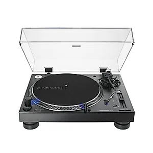 Audio-Technica AT-LP140XP-BK Direct-Drive Professional DJ Turntable, Black, Hi-Fi, Fully Manual, 3 Speed, High Torque Motor