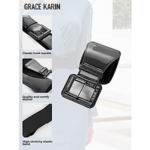 GRACE KARIN Womens Black Belt Stretch Belts For Women Fashion Wide Elastic Belts Back Blets XL
