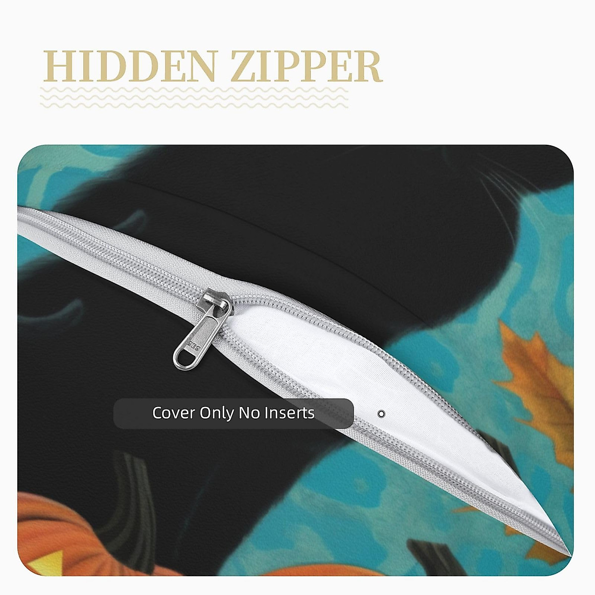 deaokluy 20"x20" Halloween Black Cat Square Leather Throw Cushion Covers Decorative Holiday Pillow Case for Home Bedroom Couch Sofa Decoration