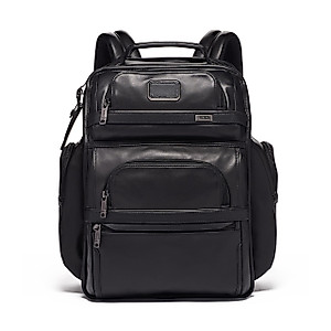 TUMI - Alpha 3 Leather Brief Pack - 15 Inch Computer Backpack for Men and Women - Black