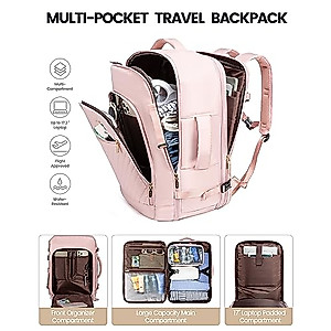 LOVEVOOK Large Laptop Backpack Women,Expandable 30-40L Travel Backpack,Carry On Backpack Flight Approved with Toiletry Bag,Waterproof Backpack Fit 17.3 Inch with USB Charging Port Shoes Compartment