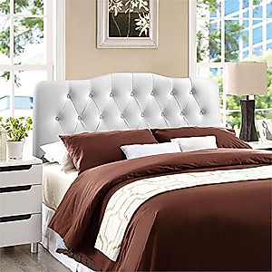 Modway Annabel Tufted Button Faux Leather Upholstered Full Headboard in White