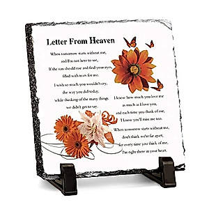 Sympathy Plaques Gifts for Loss of Mother Bereavement/Grief/Memorial Gift Funeral Decor Sign in Memory of Loved One Sorry for Your Loss Decorative Signs (Square-Letter from heaven)