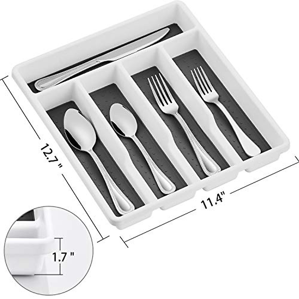 Homikit 36-Piece Silverware Set with Steak Knives and Utensil Tray Organizer, Stainless Steel Flatware Cutlery Eating Utensils for 6, Modern Tableware Sets with Pearled Edges, Dishwasher Safe