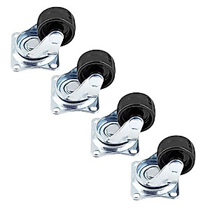 Luomorgo 1 inch Dia Swivel Caster Wheels Rubber Base with Rectangle Top Plate & Bearing Heavy Duty 8pcs