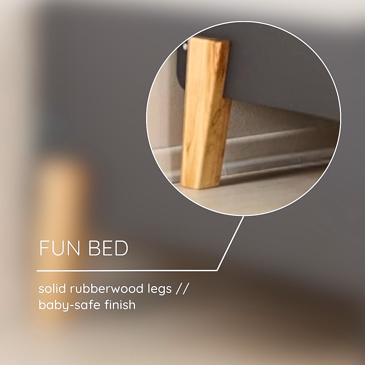 dadada Fun Bed - Twin Bed Frame for Kids Bed - Wood Twin Bed with Rails - Kid and Toddler Montessori Style Bedframe for Boys and Girls (Graphite/Red)