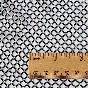 Exquisite AB Color Rhinestone Fabric Stretchy Mesh (15 inch by 12 inch, Black)