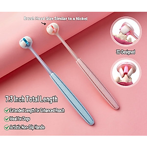 E.M&S.T by Emmeliestella Dog Toothbrush Teeth Cleaning Kit，Three-Sided，Dental Plaque Removal，Oral Hygiene，Freshen Dogs Breath，Reduce Tarta，Extra Soft Bristles, Independent Packaging, Blue&Pink 3PCS