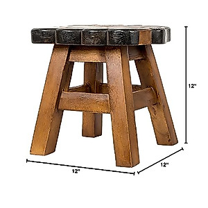 Sea Island Imports, Inc. Cow Hand-Carved Acacia Hardwood 11 inch Decorative Animal Foot Rest Step Stool