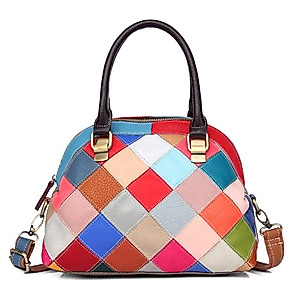 Eysee Tote handbag women Genuine Leather large capacity Multicolor for work, daily life and shopping (Multicolor 9)