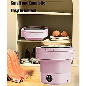 Portable Small Washing Machine, Foldable Mini Washing Machine for Underwear, Baby Clothes, or Small Items, Suitable for Apartments, Dormitories, Camping, Travel (110-260v),Pink