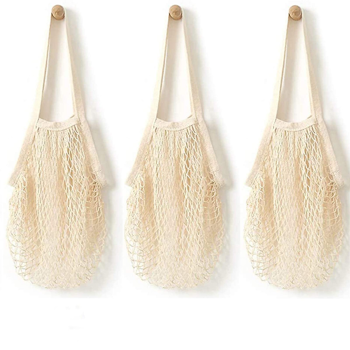 YOYI YOYI Reusable Produce Bags Cotton Mesh Grocery Bags,Washable Portable Vegetable Bag, 100% Cotton Mesh String Organizer Shopping Bag Handle Net Tote(2 Piece yellow Large)