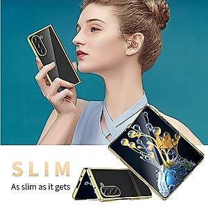 MATEPROX Clear Cases for Samsung Galaxy Z Fold 5 Case, Slim Thin Lightweight Protective Transparent Phone Cover with Electroplated Frame for for Samsung Galaxy Z Fold 5 5G-Gold