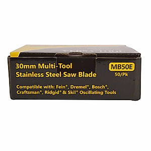 Versa Tool MB50E 30mm Stainless Steel Multi-Tool Saw Blades 50/Pk Fits Fein Multimaster, Dremel, Bosch, Craftsman, Ridgid Oscillating Tools
