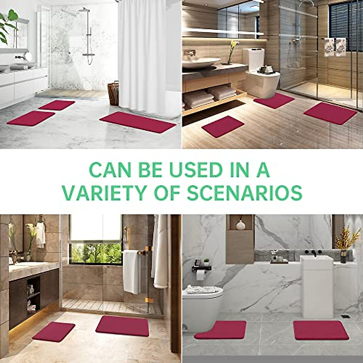 Small Memory Foam Bathroom Mats 17 "X 24" Non Slip 0.7" Extra Thick Super Absorbent Bath Rugs Carpet Super Cozy Quick Dry Machine Wash Red