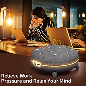 iHoven Portable Sound Machine, White Noise Sound Machine with Night Lights 7 Soothing Natural Sounds Sleep Timer Rechargeable Bluetooth Spearker for Adults Baby Kids Sleeping Relaxation