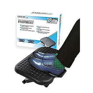 Version 2019 Under Desk Foot Rest & Adjustable Footrest - Ergonomic Footrest for Desk Soothes Your Tired & Achy Feet - Office Foot Rest Under Desk with Foot Massager (Charcoal Grey) - Best Footrests