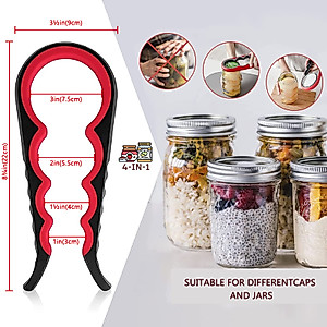 Jar Opener Can Opener Bottle Opener Lid Opener Kit with Non Slip Silicone Handle Easy to Twist for Children, Elderly, Weak Hand and Arthritis Sufferers (4 Pack)