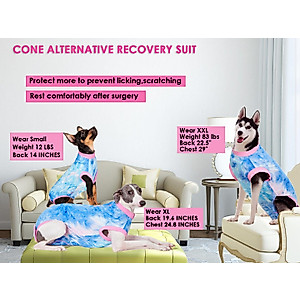 Wabdhaly Dog Surgery Recovery Suit for XX-Large Female Spay,Anti Licking Dog Surgical Recovery Onesie,Tie Dye Blue Pink XXL