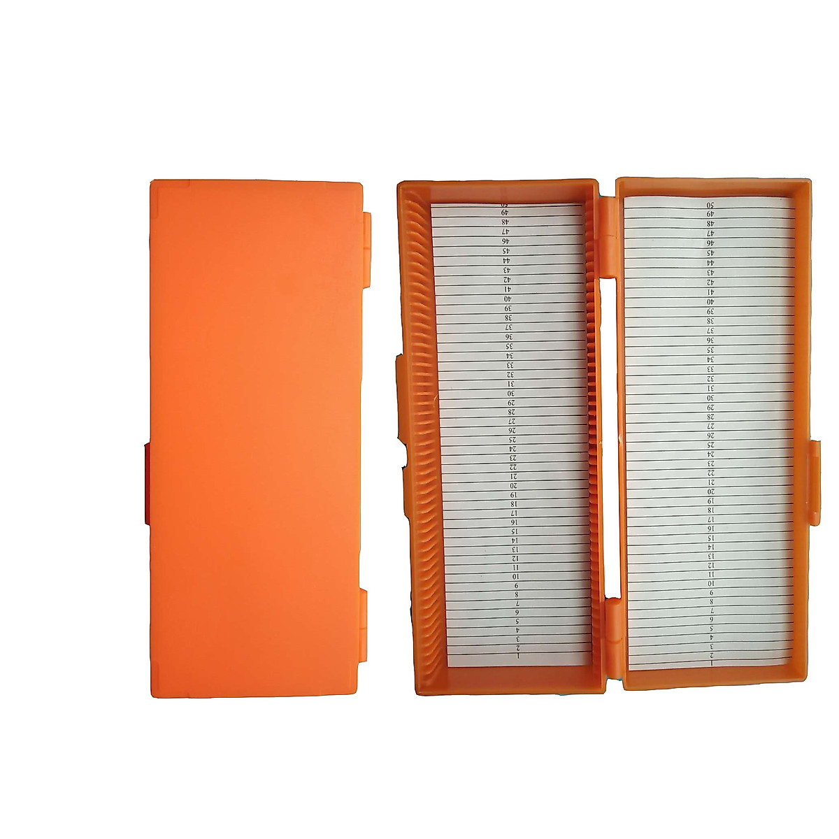 50-Place Microslide Slide Microscope Box Glass Slides Box(Orange)