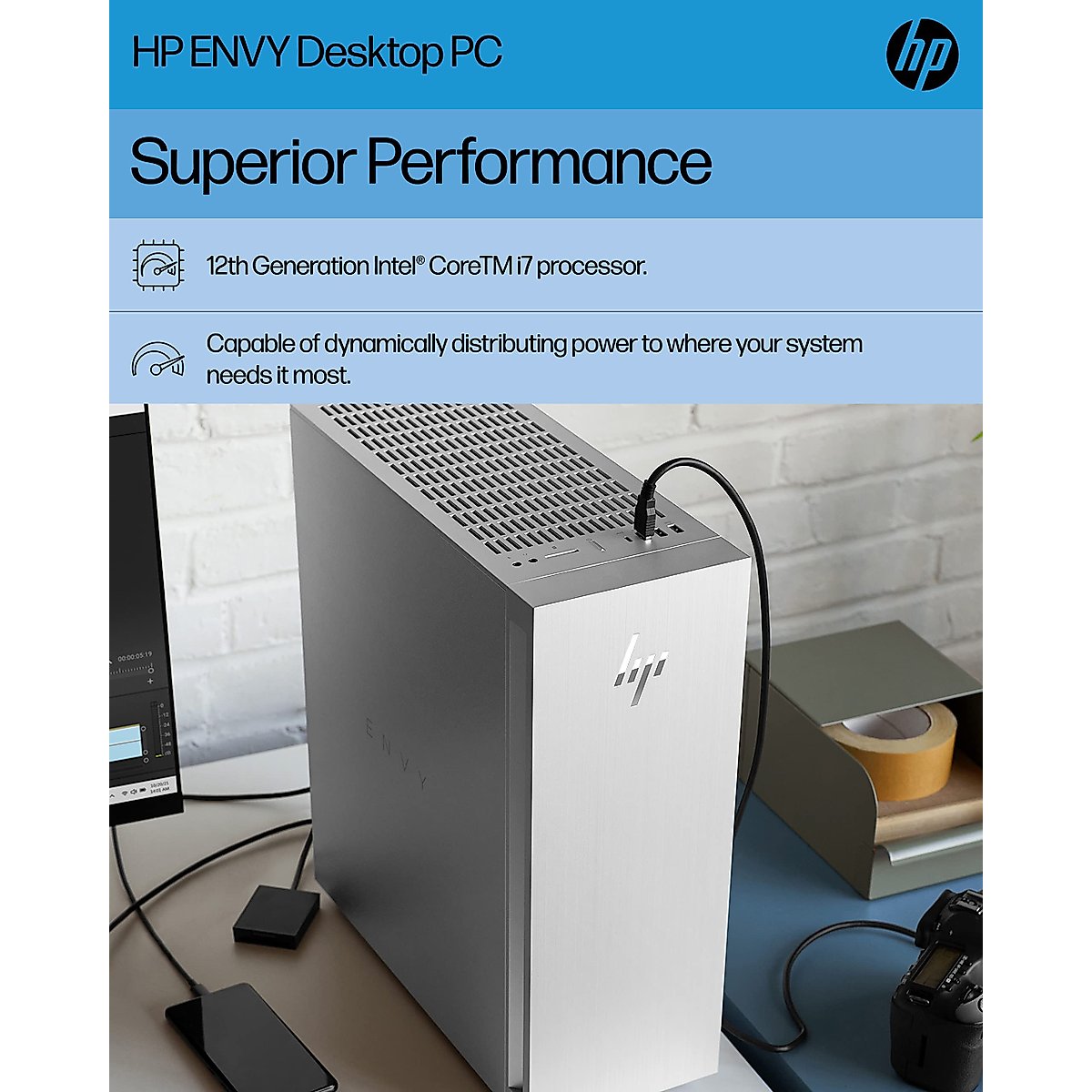 HP Envy Desktop TE02-0187ct Home & Business Desktop,12th Gen Intel® Core i7-12700, 32 GB DDR4 RAM, 2TB SSD + 1TB HDD, GeForce RTX 3060 Ti, Windows 11 Pro,Wi-Fi 6 + and Bluetooth® 5.2