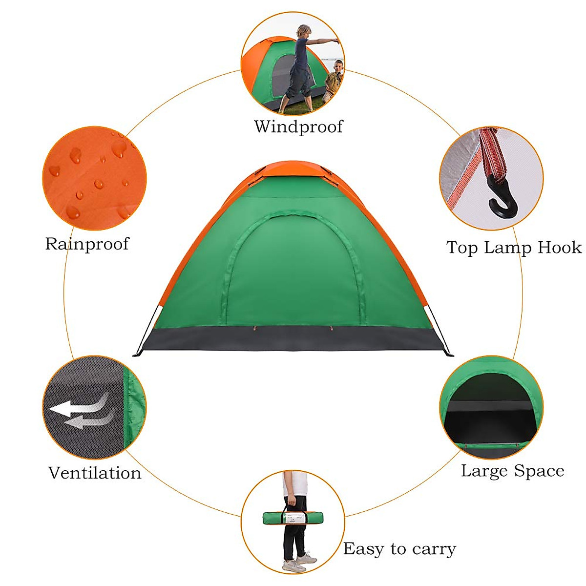 Kcelarec 2-Person Waterproof Camping Dome Tent,Great for Camping, Backpacking, Hiking & Outdoor Music Festivals