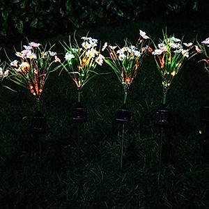 AMZSTAR Solar Lawn Light Flower Light 2 Pack 28LED Daisy Solar Garden Light,Outdoor Decoration Stake Lights,Waterproof Solar Landscape Light Statue lamp Garden Stakes Decorative,Lawn (White)