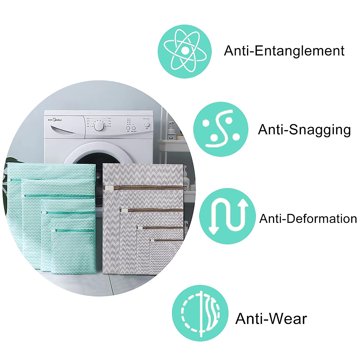 FHDD Laundry Mesh Bag for Washing Machine and Traveling,Laungdry Bags.For Kinds of Delicates,Baby clothes,Socks,Pillow etc. (green, 2XL,2L)