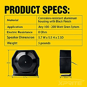 Xprite Compact 200 Watt High Performance Extra Slim Siren Speaker (Capable with Any 100-200 Watt Siren)